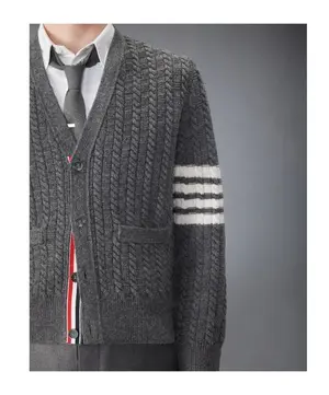 Thom Browne Merino Wool 4-bar Intarsia Anchor Cardigan