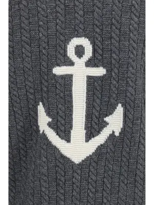 Thom Browne Merino Wool 4-bar Anchor Intarsia Cardigan