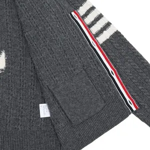Thom Browne Merino Wool 4-bar Anchor Intarsia Cardigan