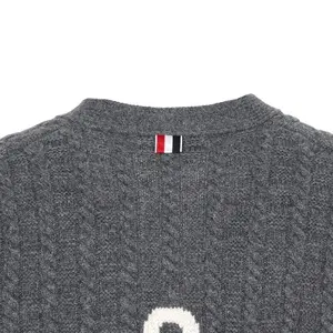 Thom Browne Merino Wool 4-bar Anchor Intarsia Cardigan