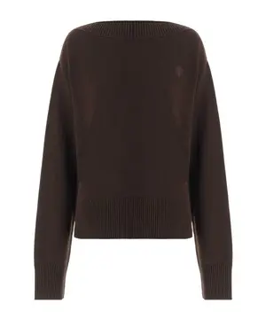 Gucci Cashmere Sweater With Crest Embroidery - Dark Brown