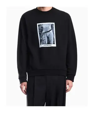Emporio Armani Photographic Print Cotton Jersey Sweatshirt