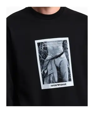 Emporio Armani Photographic Print Cotton Jersey Sweatshirt