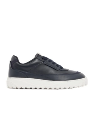 Emporio Armani Smooth Leather Lace-up Sneakers With Textured Rubber Sole