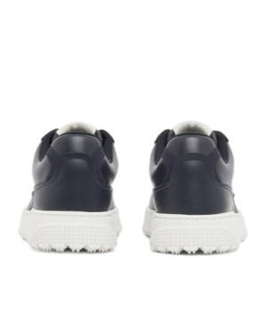 Emporio Armani Smooth Leather Lace-up Sneakers With Textured Rubber Sole