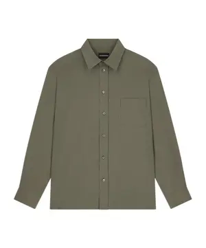Emporio Armani Viscose Long-sleeve Shirt With A Chest Pocket - Green
