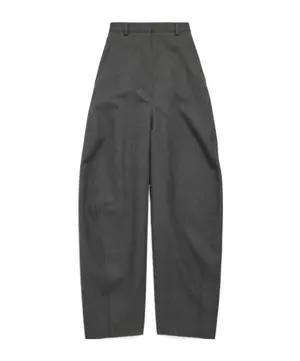 Balenciaga High Waist Barrel Pants In Dark Grey - Dark Gray