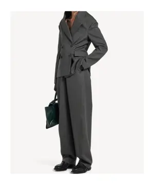 Balenciaga High Waist Barrel Pants In Dark Grey