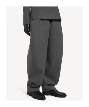 Balenciaga High Waist Barrel Pants In Dark Grey