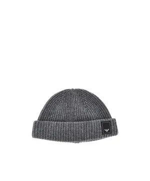 Emporio Armani Ribbed Knit Hat - Black