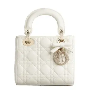 Dior Mini Lady Bag With Chain - Latte