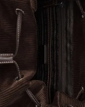 Prada Medium Corduroy And Leather Backpack
