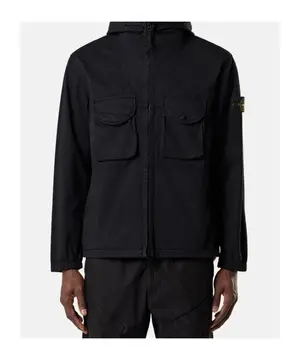 Stone Island Comfort-fit Hooded Zip-up Overshirt With Chest Pockets
