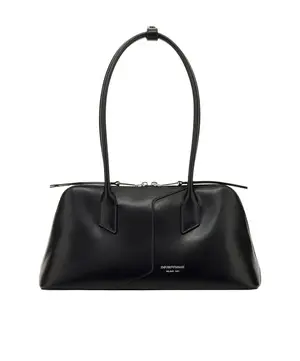 Emporio Armani Handbag In Smooth Leather With Top Handles And A Zip Closure - Black