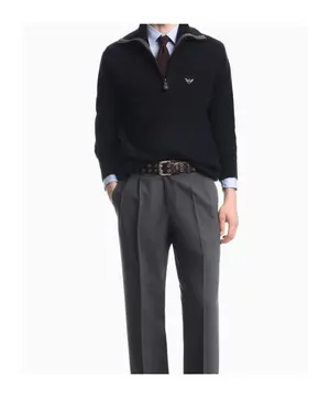 Emporio Armani Shaved Virgin Wool Sweater Hong Kong Capsule Collection - Navy Blue