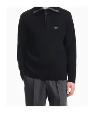Emporio Armani Shaved Virgin Wool Sweater Hong Kong Capsule Collection - Navy Blue