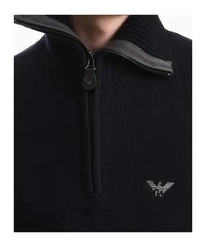 Emporio Armani Shaved Virgin Wool Sweater Hong Kong Capsule Collection - Navy Blue