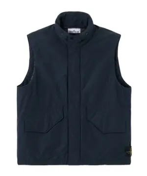 Stone Island Padded Vest With Packable Hood And Anti-drop - Navy Blue
