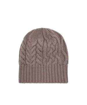 Emporio Armani Virgin Wool Cable Knit Beanie With A Ribbed Bottom