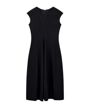 Emporio Armani Sleeveless A-line Dress In Stretch Viscose With V-neck - Black