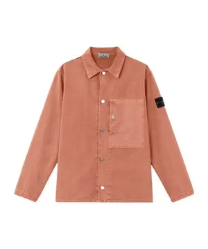 Stone Island Comfort-fit Snap-front Overshirt With Chest Pocket - Brick Red