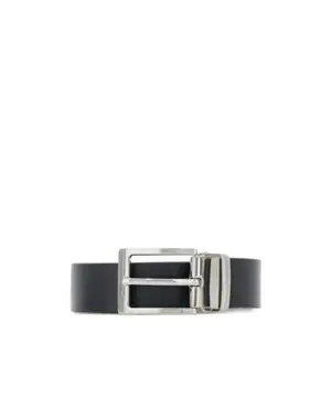Emporio Armani Smooth Leather Tongue Belt With A Rectangular Metal Buckle