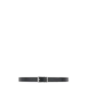 Emporio Armani Smooth Leather Tongue Belt With A Rectangular Metal Buckle