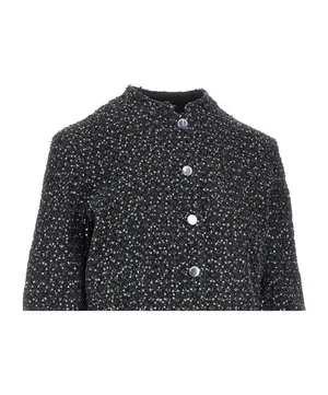 Emporio Armani Denim Blazer With Embroidered Paillettes And Front Buttons