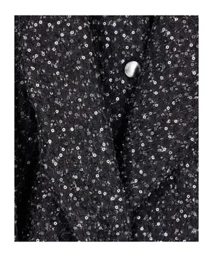 Emporio Armani Denim Blazer With Embroidered Paillettes And Front Buttons