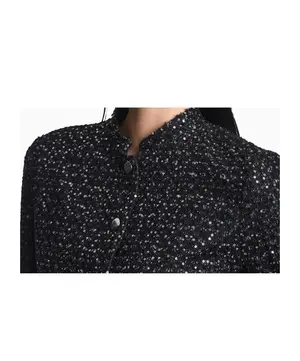 Emporio Armani Denim Blazer With Embroidered Paillettes And Front Buttons
