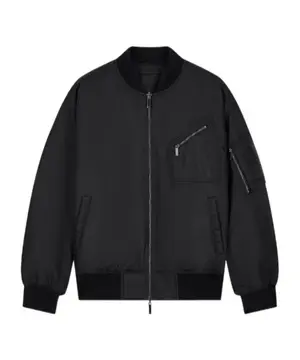 Emporio Armani Blouson Jacket With Ribbed Trims And Zippered Sleeve Pocket - Black