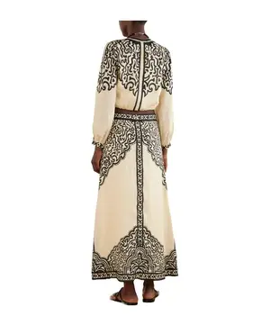 Johanna Ortiz Printed Linen Cropped Top With Tie Detail