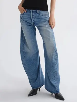 AGOLDE Vintage Wash Curved Wideleg Jeans - Blue