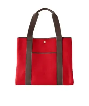 Rue De Verneuil Large Leather-trimmed Flannel Tote - Red