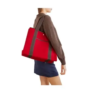 Rue De Verneuil Large Leather-trimmed Flannel Tote