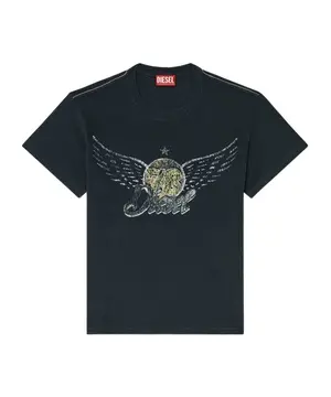 DIESEL® Cotton-hemp T-shirt With Concert Graphics - Black