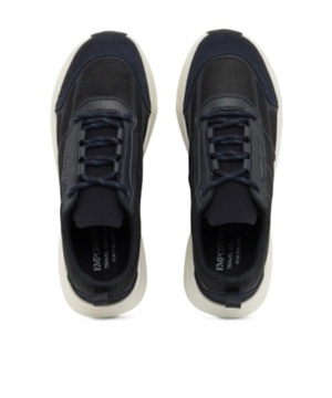 Emporio Armani Mesh And Suede Detail Lace-up Sneakers