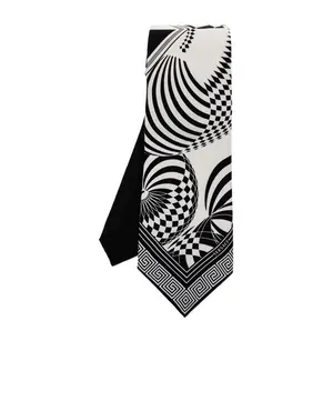 Versace Printed Silk Twill Tie - Black
