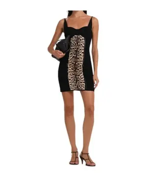 Roberto Cavalli Heart Neckline Animal Print Mini Dress