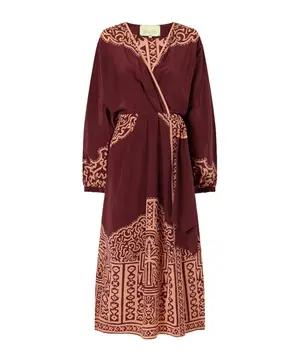 Johanna Ortiz Printed Silk Wrap Maxi Dress - Brown