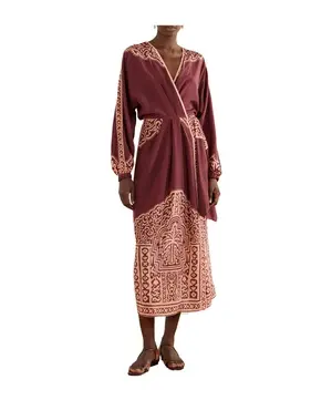 Johanna Ortiz Printed Silk Wrap Maxi Dress