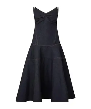 Jacquemus Denim Camisole Midiflared Dress - Black