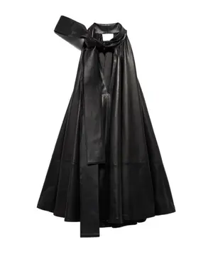 7 For All Mankind Faux Leather Ruffled Dress - Black