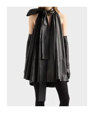 7 For All Mankind Faux Leather Ruffled Dress