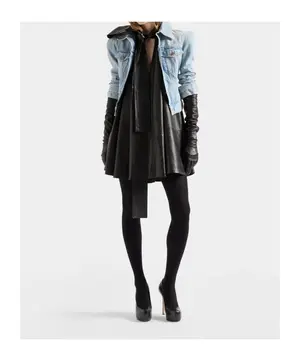 7 For All Mankind Faux Leather Ruffled Dress