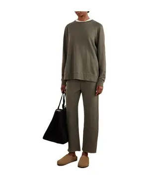 JAMES PERSE Cropped Brushed Cotton-terry Track Pants