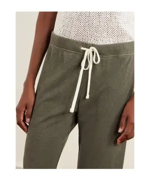 JAMES PERSE Cropped Brushed Cotton-terry Track Pants