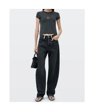 Alexander Wang Crystal Hotfix Logo Pocket Blow Up Jeans
