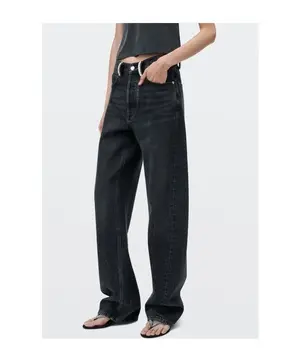 Alexander Wang Crystal Hotfix Logo Pocket Blow Up Jeans