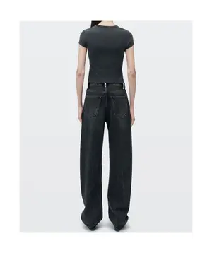 Alexander Wang Crystal Hotfix Logo Pocket Blow Up Jeans